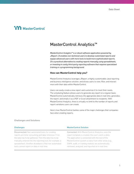 MasterControl Analytics