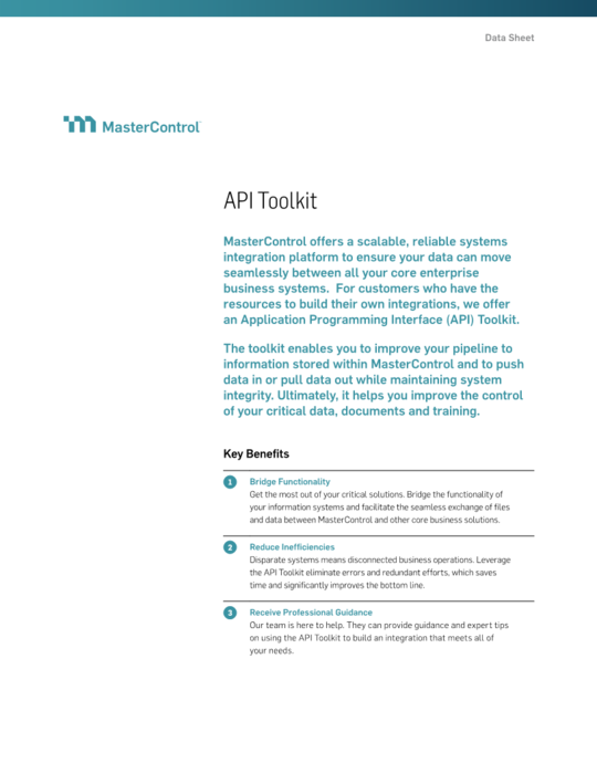 MasterControl API Toolkit