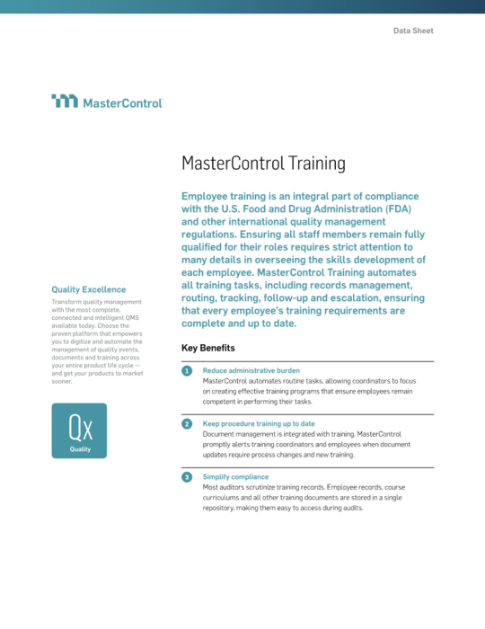 MasterControl Training