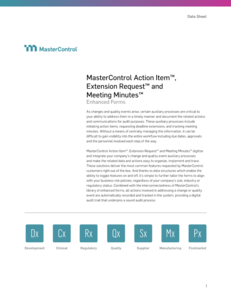 MasterControl Action Item, Extension Request and Meeting Minutes