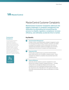 MasterControl Customer Complaints